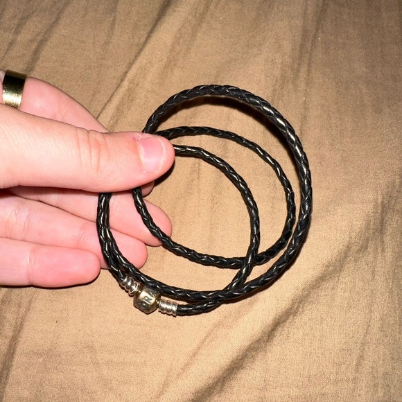Pandora | Accessories | Black Leather Pandora Wrap Bracelet | Poshmark